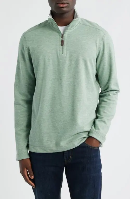 Johnston & Murphy Icon Reversible Quarter Zip Pullover - Sage/white