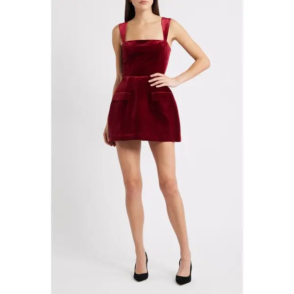 Amanda Uprichard Bethany Velvet Romper - Scarlet