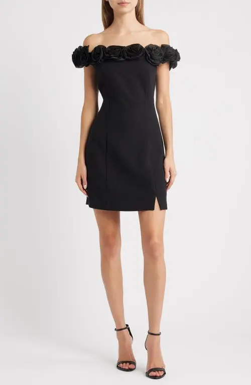 LUCY PARIS Lana Rosette Off-the-shoulder Mini Dress