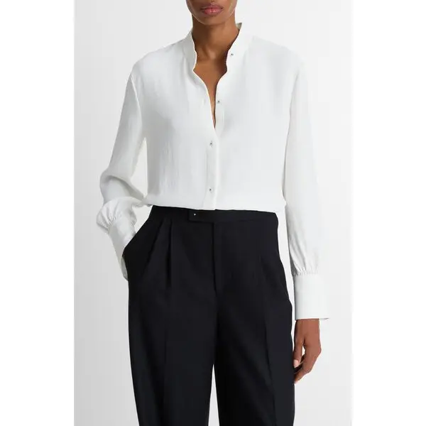 Vince Metal Ball Button Top - Off White