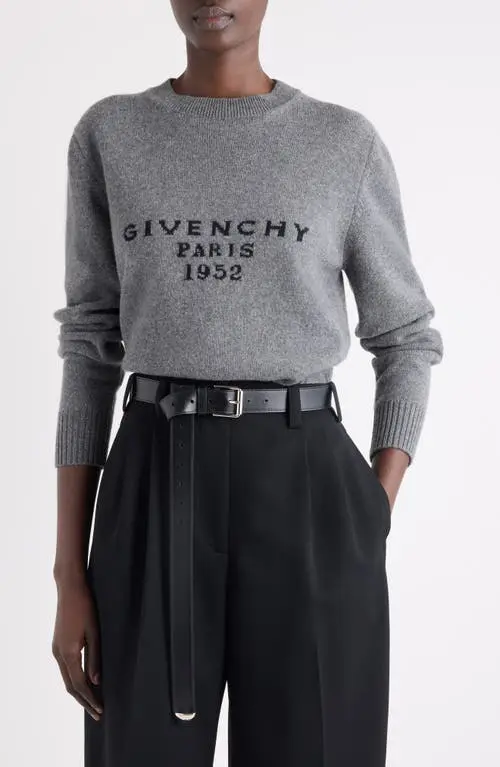 Givenchy Logo Intarsia Wool & Cashmere Sweater - Slate Blend