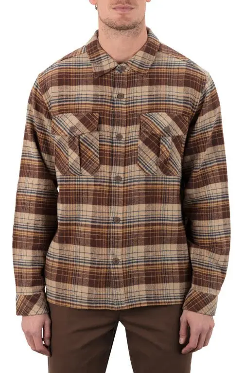 Hurley Santa Cruz Seaside Plaid Flannel Button-up Shirt Jacket - Espresso