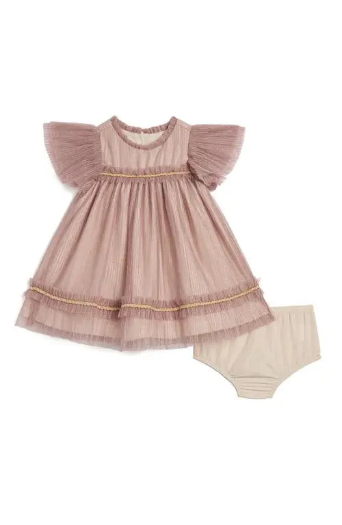 PIPPA & JULIE Remy Metallic Mesh Party Dress With Bloomers