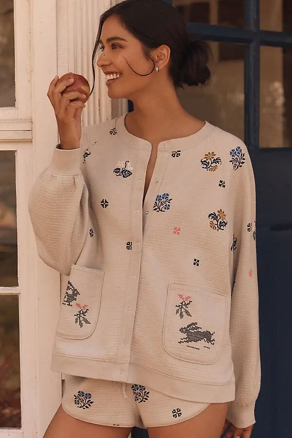 LYREBIRD Printed Quilted Knit Sweatshirt