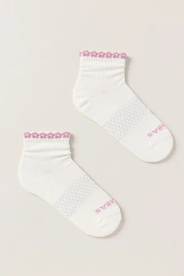 BOMBAS Flower Trim Quarter Socks - Mauve