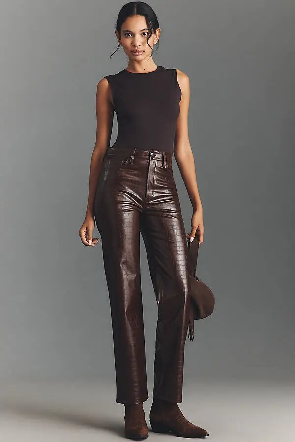 PISTOLA Cassie Faux-leather Pants - Tobacco