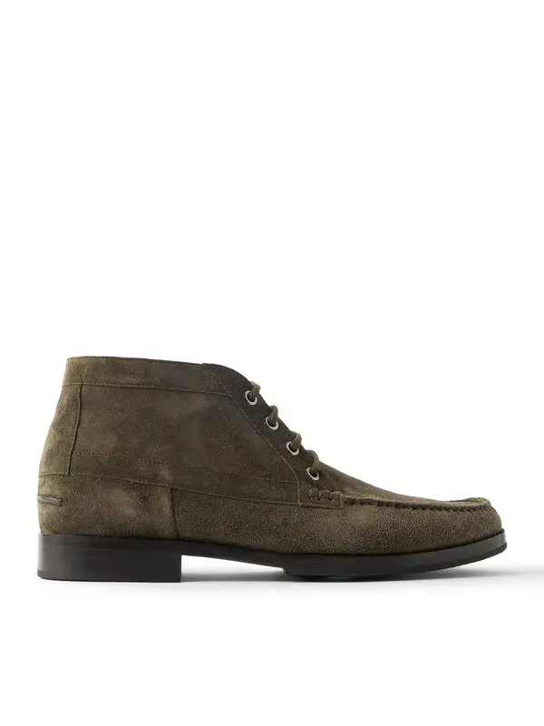 Manolo Blahnik Crosta Rhinebeck Suede Lace-up Boots - Green