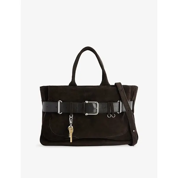 OSOI Brocle Buckle Leather Tote Bag - Suede Mocha Combi