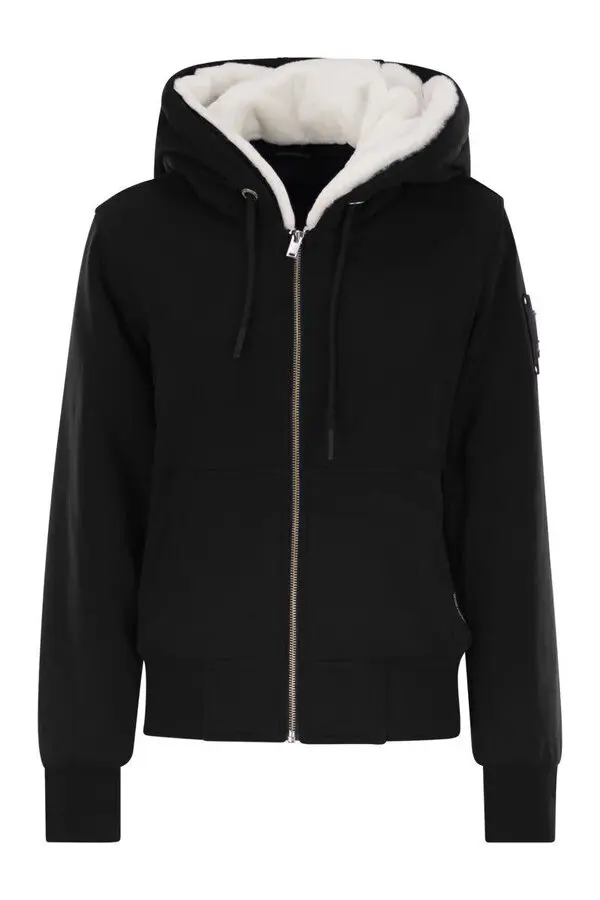 Moose Knuckles Classic Bunny Zip Up Sweatshirt With Faux Fur - Multicolor