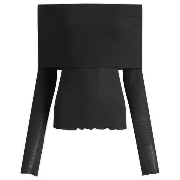 SKIMS Sheer Modal Off Shoulder Long Sleeve Top - Onyx