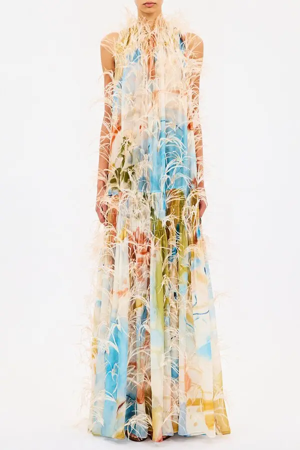 Ulla Johnson Gossamer Feather Embroidered Gown