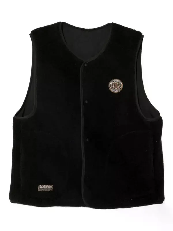 FINGERCROXX Logo-embroidered Reversible Gilet - Black