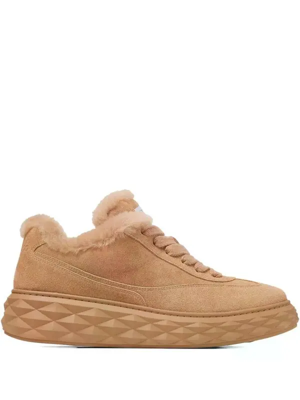 JIMMY CHOO Fur-trim Sneakers With Diamond Sole