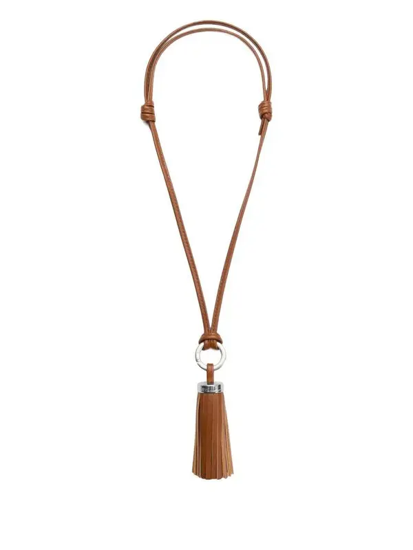 Ami Pompom Leather Keyring - Brown