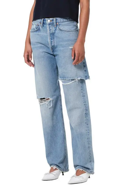 AGOLDE Amryn Double Layer Ripped Straight Leg Jeans