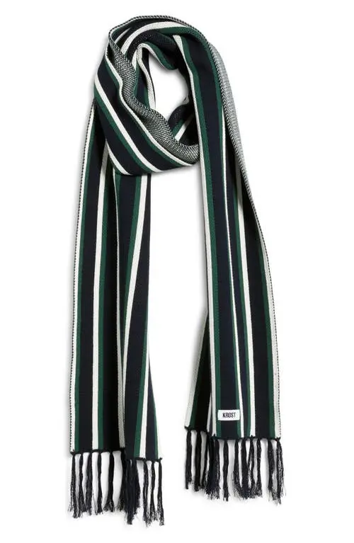 KROST Stripe Jacquard Cotton Scarf - Black Multi
