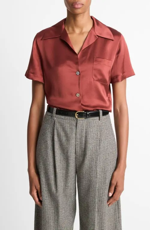 Vince Short Sleeve Silk Shirt - Siena