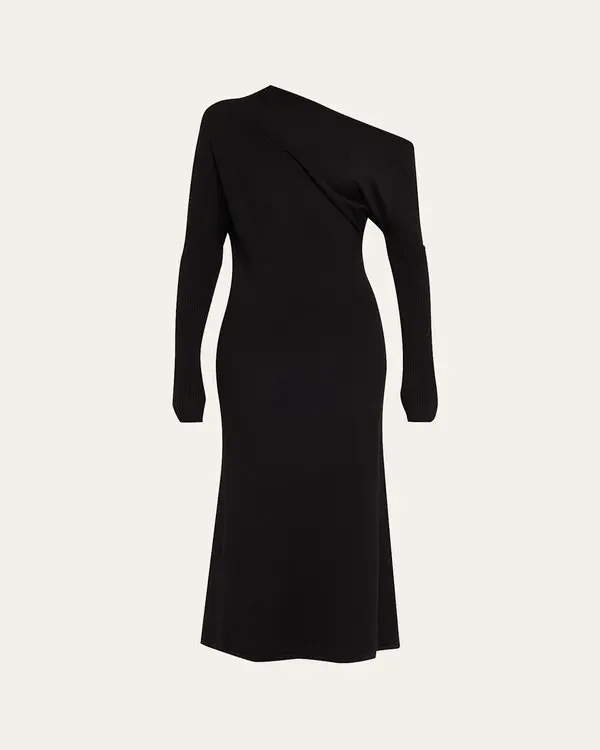 A.L.C. Liv One-shoulder Draped Merino Dress