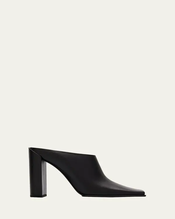 Alaïa Leather Square-toe Mules - Noir