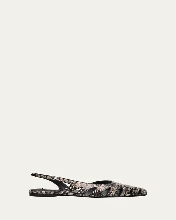 Alaïa Snakeskin Slingback Ballerina Flats - Blanc/noir