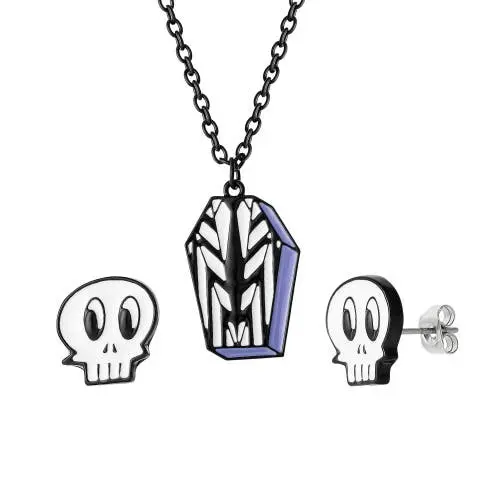 BEETLEJUICE Skull And Coffin Jewelry Set