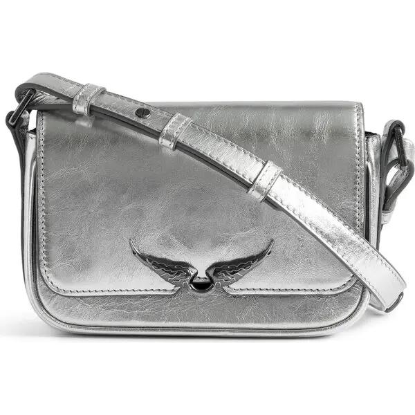 Zadig&Voltaire Metallic Leather Crossbody Bag - Silver
