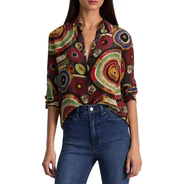 Alice + Olivia Willa Silk Button-up Shirt
