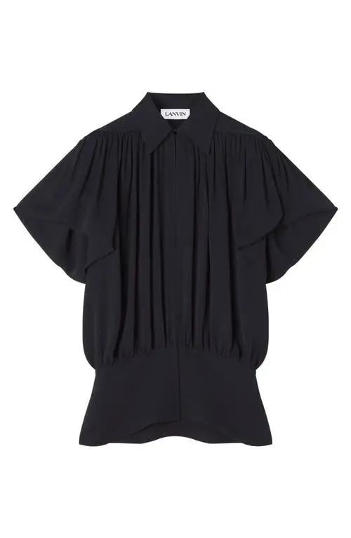 LANVIN Silk Georgette Top - Black Navy