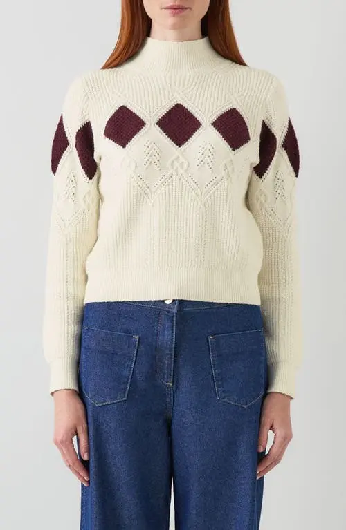 LK BENNETT Meera Argyle Mock Neck Sweater