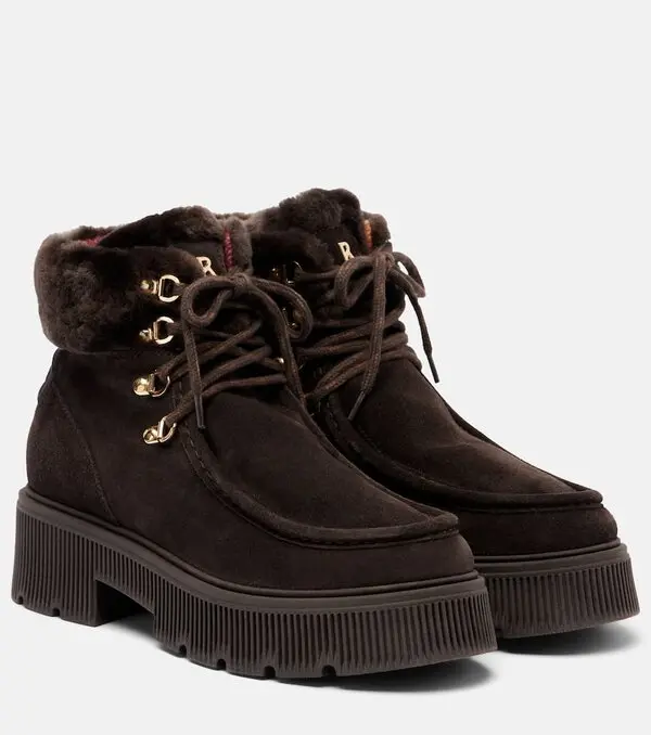 Bogner Turin Shearling-trimmed Suede Boots - Brown