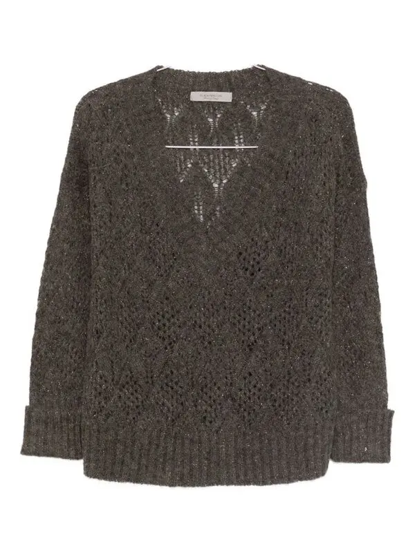 D.exterior Openwork Knit V-neck Sweater