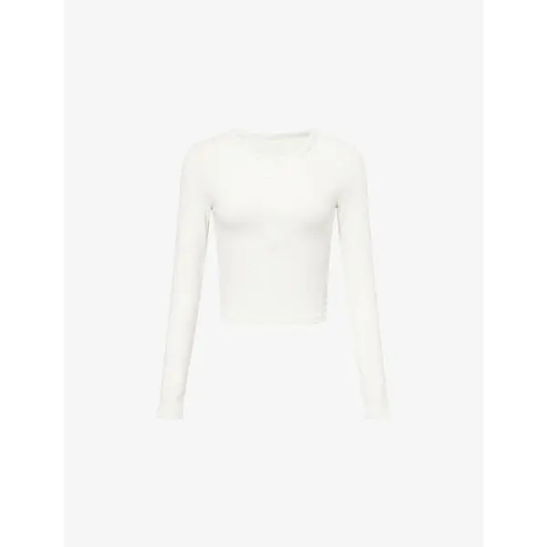 RU & ROCKA Logo-patch Ribbed Cotton Top - Grey