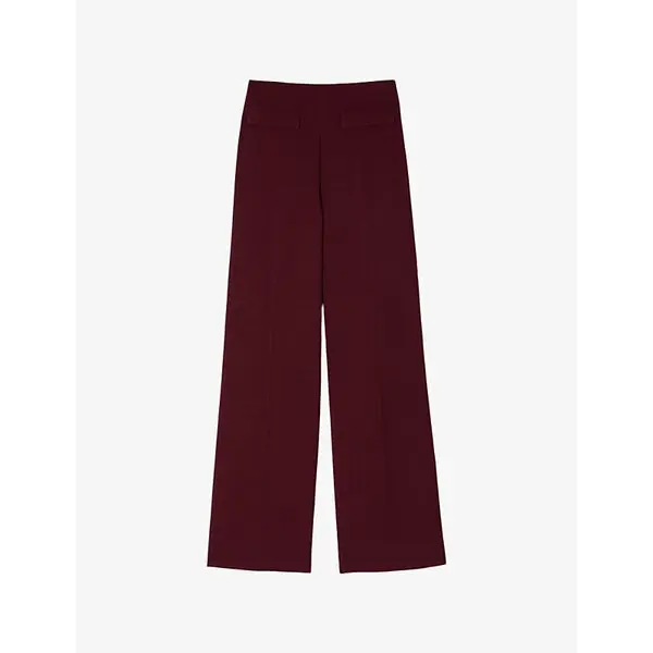 Sandro Wide-leg High-rise Wool-blend Trousers