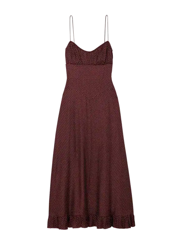 burgundy and white polka dot dress Sweet Spot Burgundy Polka Dot Maxi Dress main image 1