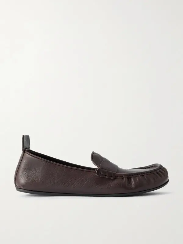 Acne Studios Textured-leather Loafers - Brown