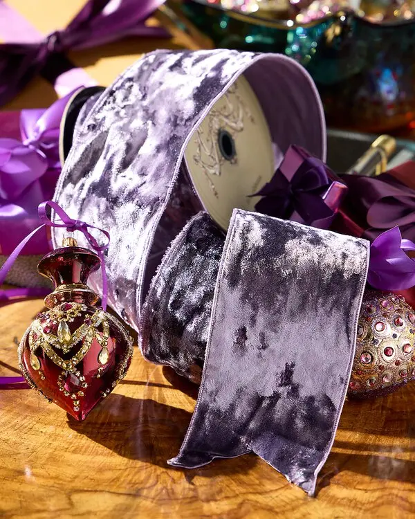 D. STEVENS Crushed Velvet Ribbon, 4"w X 10 Yards