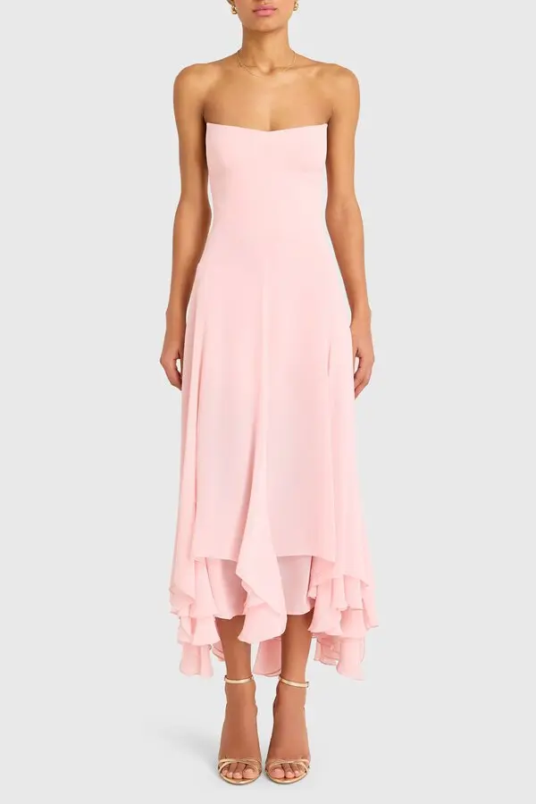 Amanda Uprichard Monterey Chiffon Midi Dress - Mochi