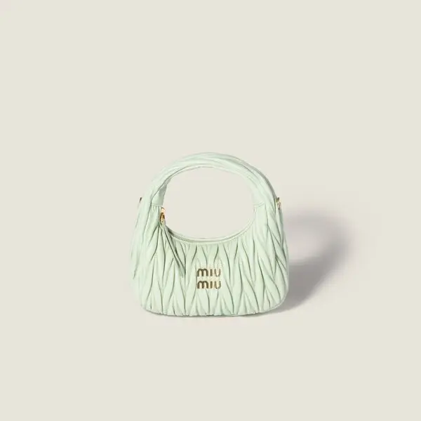 Miu Miu Wander Matelassé Nappa Leather Hobo Bag - Aqua