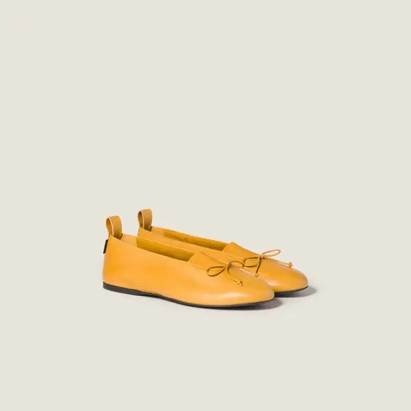 Miu Miu Lan Nappa Leather Ballerinas - Sunny Yellow