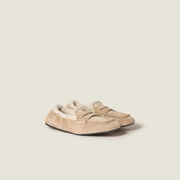 Miu Miu Ruches Suede Loafers