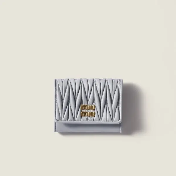 Miu Miu Matelassé Nappa Leather Card Holder - Pearl Gray