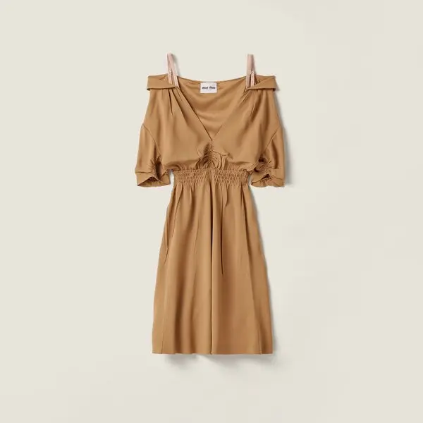 Miu Miu Sablé Fit And Flare Dress - Camel Brown