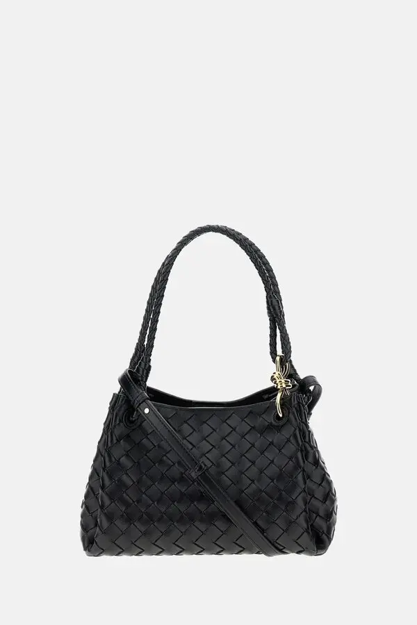 Bottega Veneta Intrecciato Leather Shoulder Bag - Black