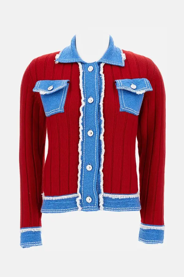 BARRIE Hybrid Denim Jacket - Red