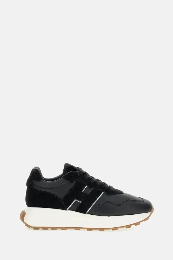 Hogan H641 Lace-up Sneakers With H Patch - Black