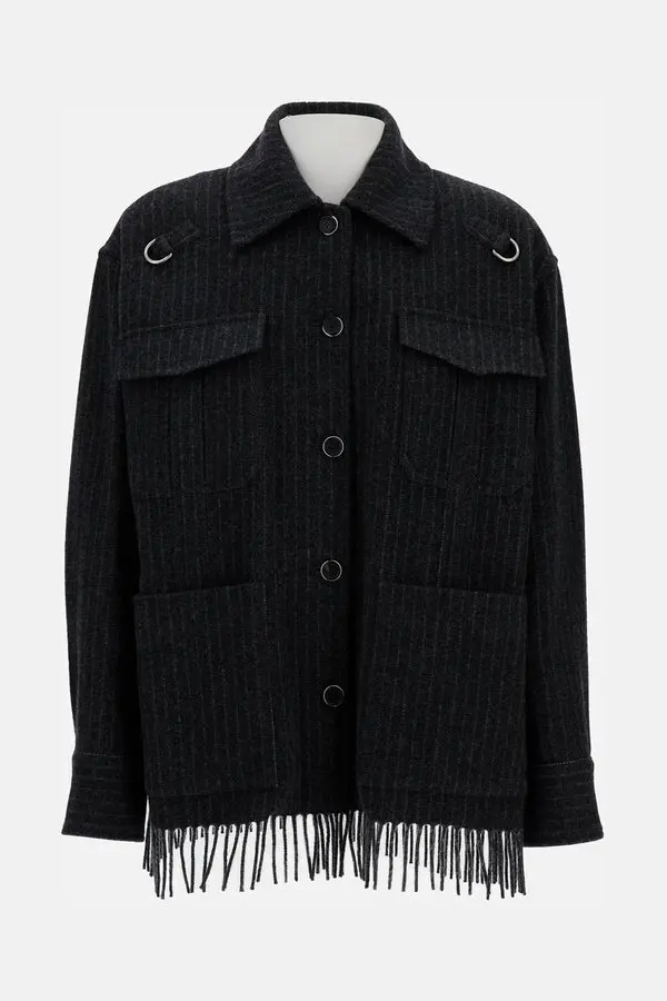 DURAZZI MILANO Striped Virgin Wool Overshirt