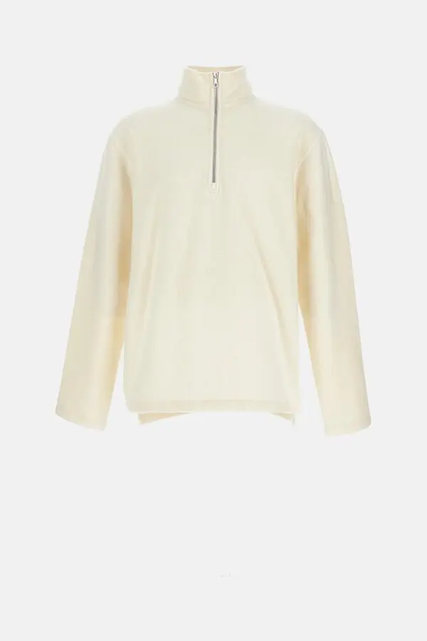 RIER Wool High-neck Zip-up Sweatshirt - White