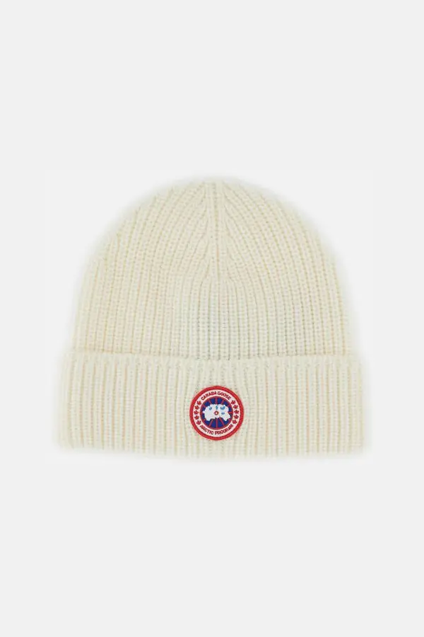 Canada Goose Ribbed Wool Toque Hat - White
