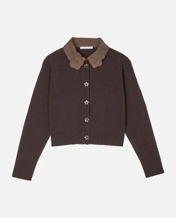 Cecilie Bahnsen Bibi Cardigan Recycled Cashmere - Brown