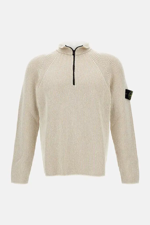Stone Island Ribbed Turtleneck Sweater - White